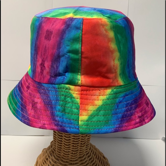 Accessories | New Bucket Hat Rainbow Multi Color Reverses To Black ...